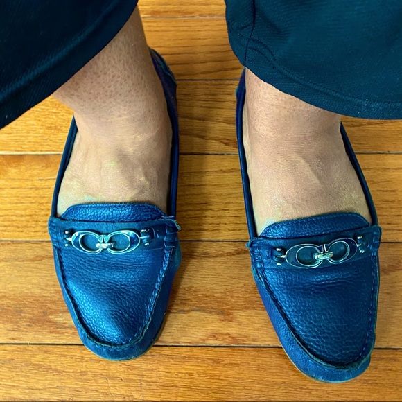 Coach | Shoes | Coach Fortunata Blue Leather Moccasin Loafers | Poshmark